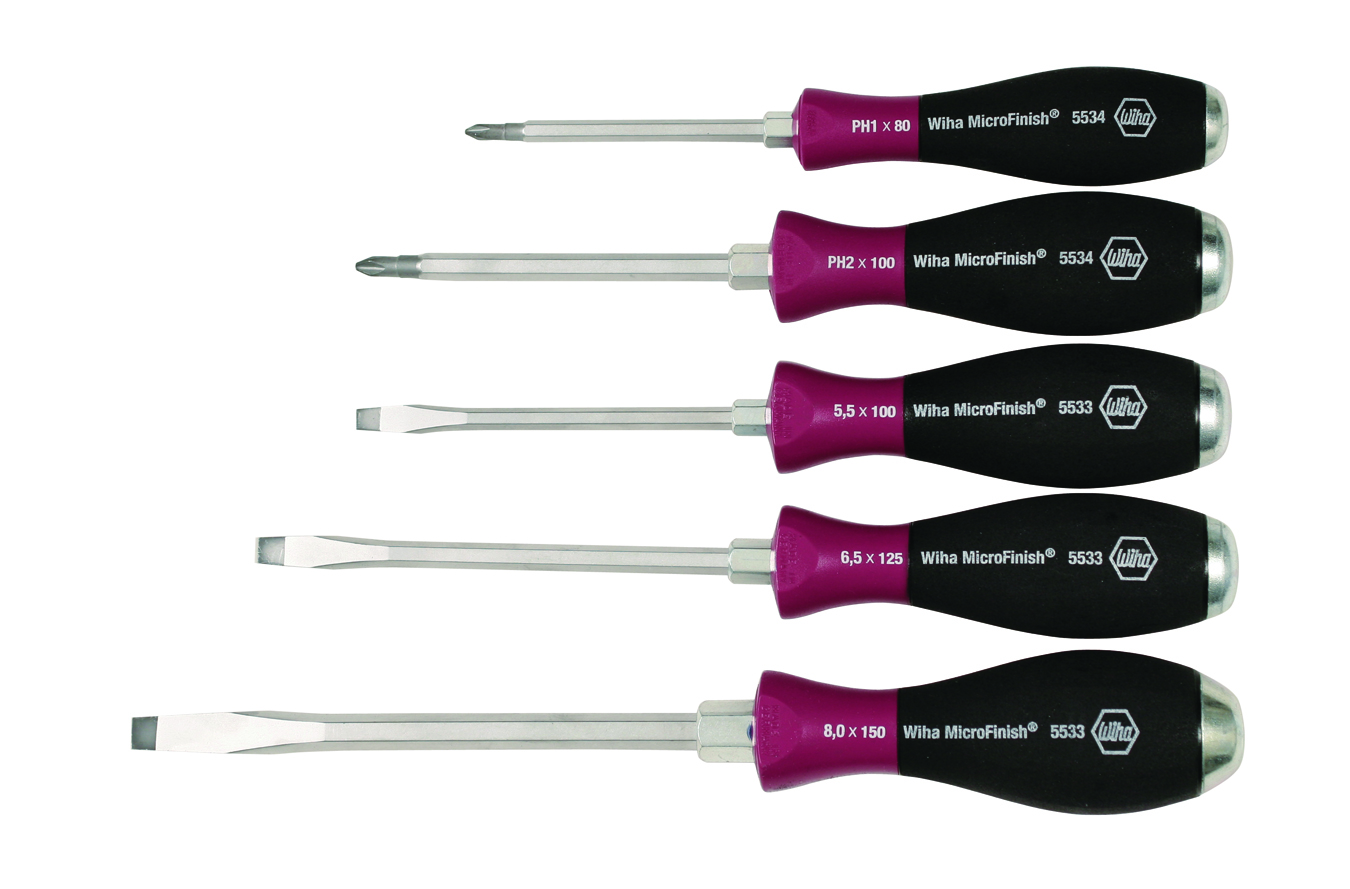53390 Wiha Tools MicroFinish XHeavy Duty Sl/Ph 5Pc