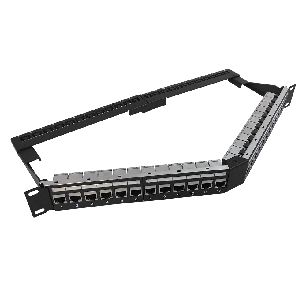 accessotronik.com: 24-Port Angled Cat6 Shielded Patch Panel, 19" Rack ...