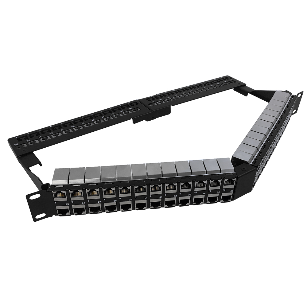accessotronik.com: 48-Port Angled Cat6 Shielded Patch Panel, 19" Rack ...