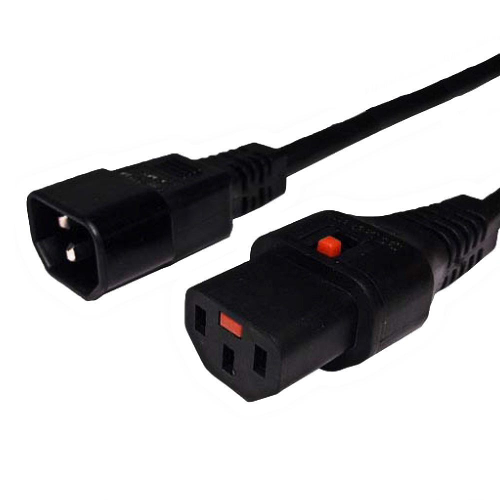 accessotronik.com: Locking C13 to C14 Power Cable - SJT Jacket - 1 ft