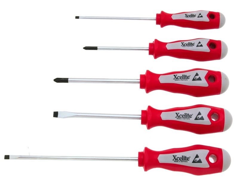 XPE500 Xcelite Tools 5-Piece Electronic Screwdriver Set, Ergonomic Handle