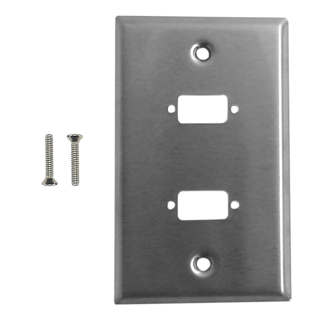 accessotronik.com: Single Gang, 2 X DB9 Size Cut Out Stainless Steel ...